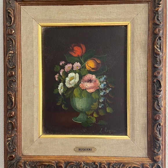 L. Ruggeri | Art | Vintage Original Ruggeri Oil Painting Bouquet Of ...